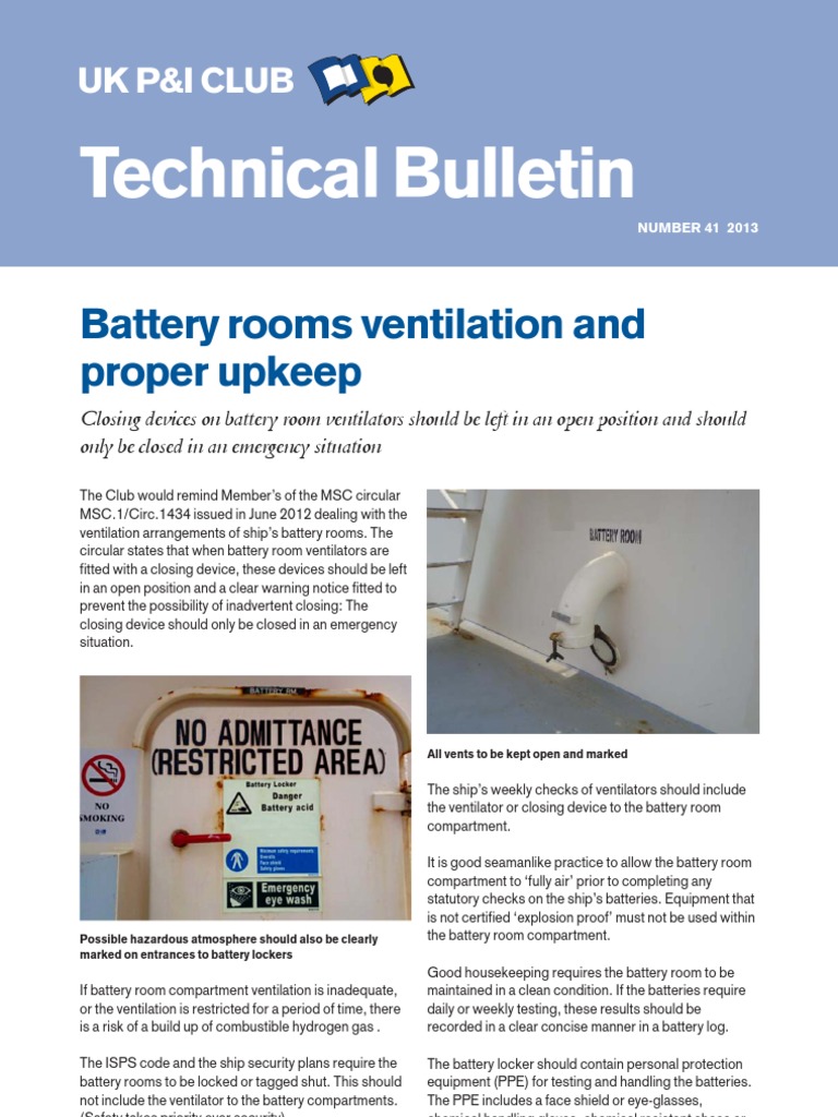 Battery Room Ventilation Safety Guidelines | PDF | Ventilation ...