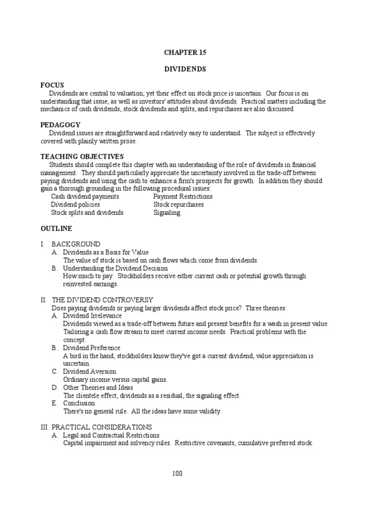 Understanding Dividends and Valuation | PDF | Dividend | Stocks