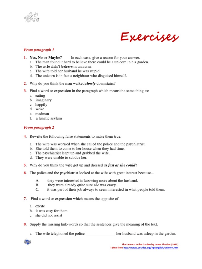 Analysis of "The Unicorn in the Garden" | PDF | Language Arts & Discipline