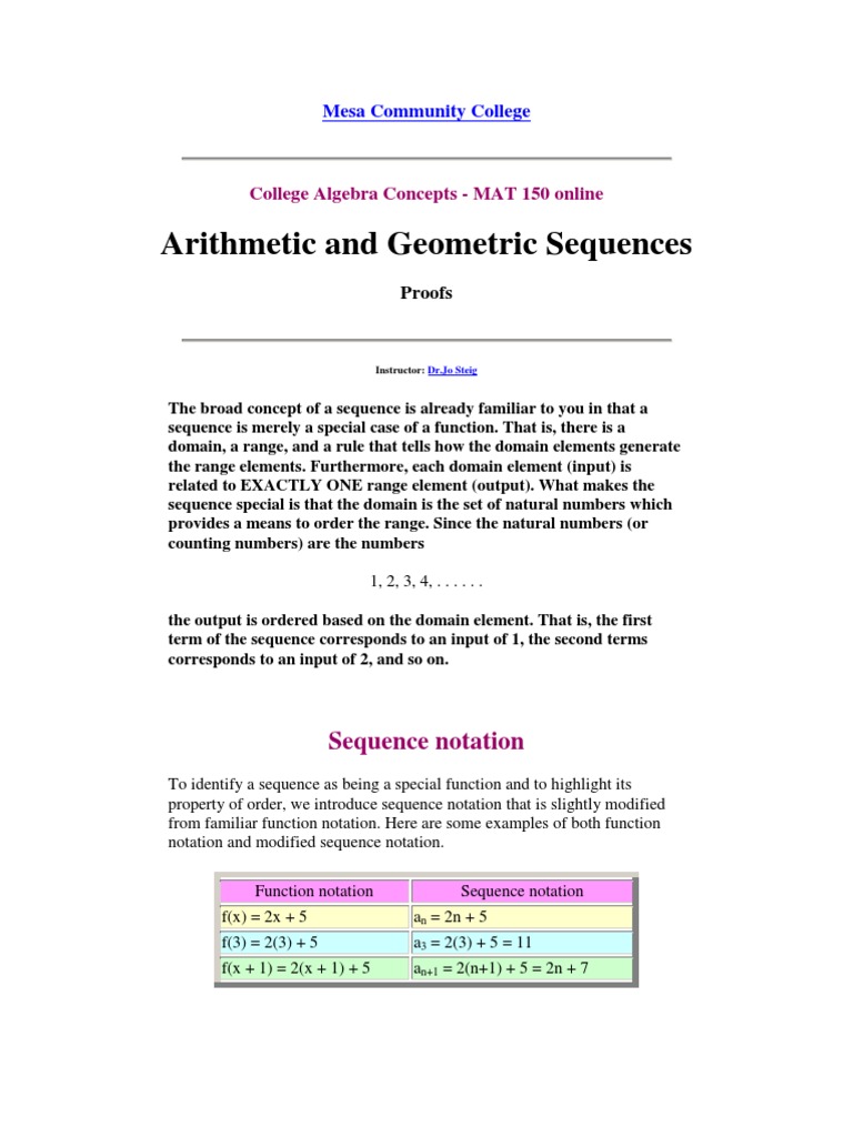 Explanation (Arithmetic and Geometric) | PDF | Sequence | Function ...