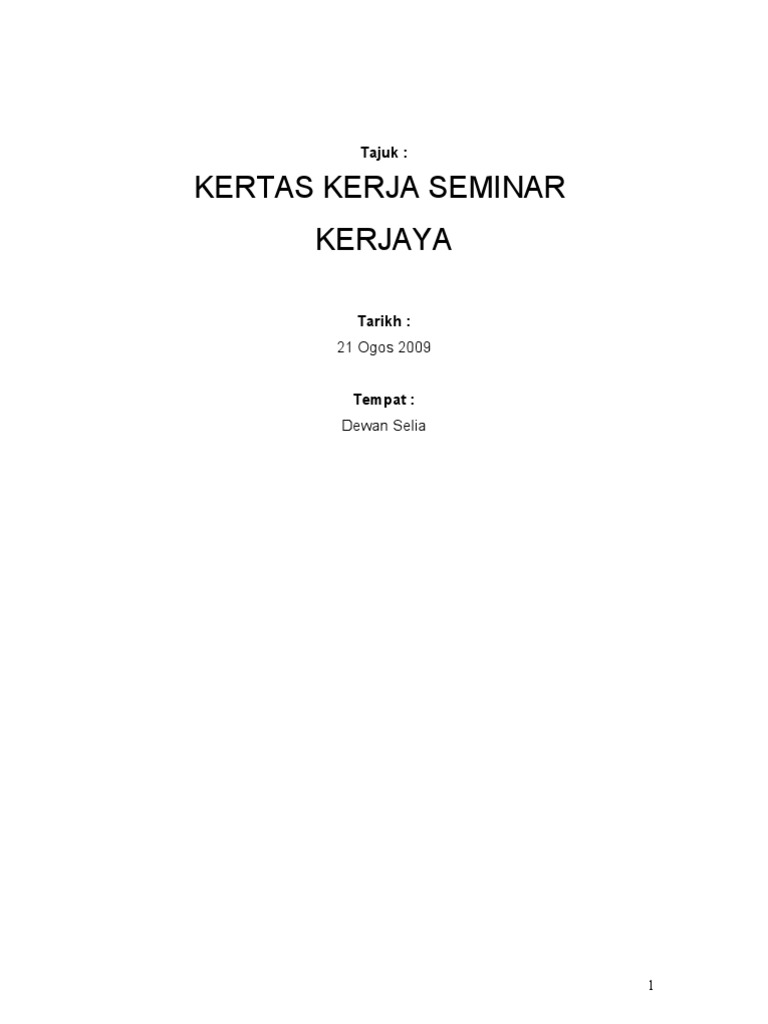 Kertas Kerja Seminar Kerjaya | PDF