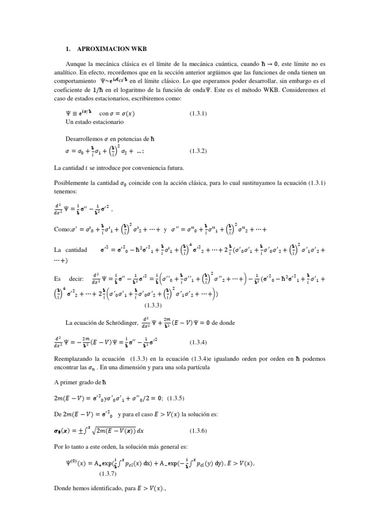 Aproximacion WKB | Descargar gratis PDF | Integral | Ecuaciones