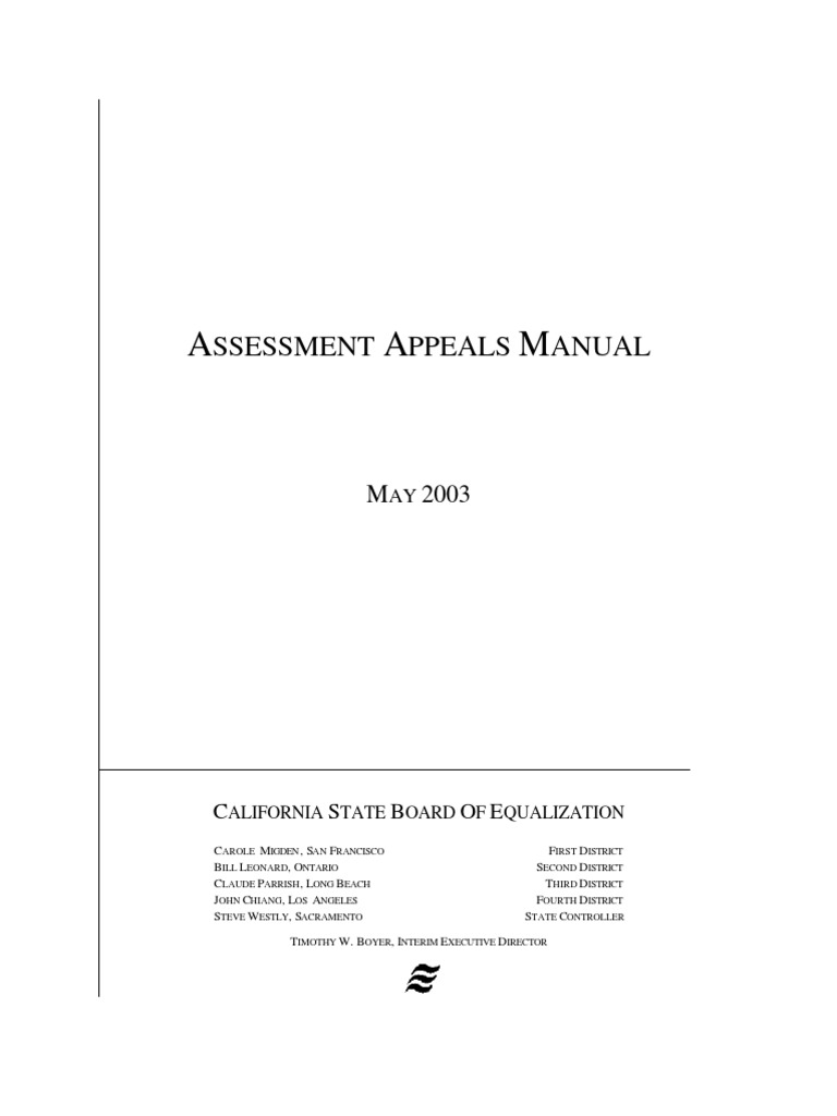 Assessment Appeals Manual | PDF | Real Estate Appraisal | Taxation In ...