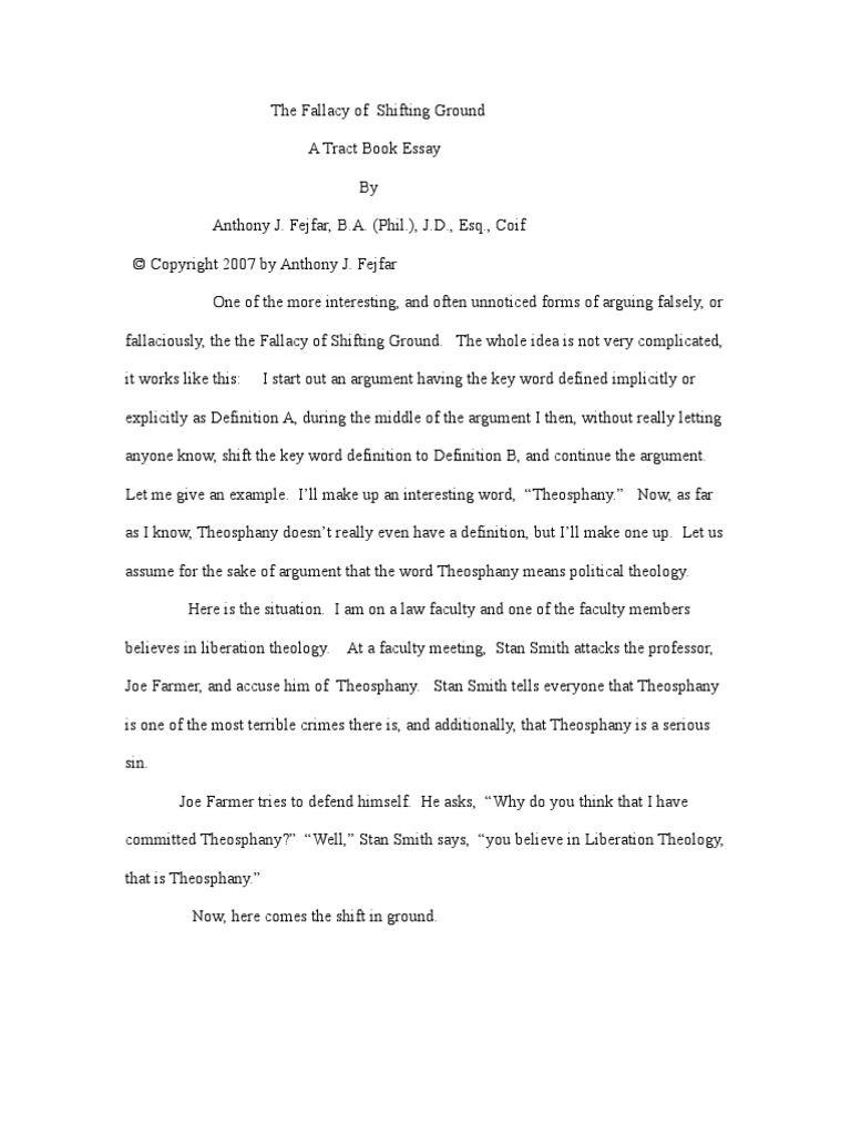 The Fallacy of Shifting Ground | PDF | Argument | Fallacy