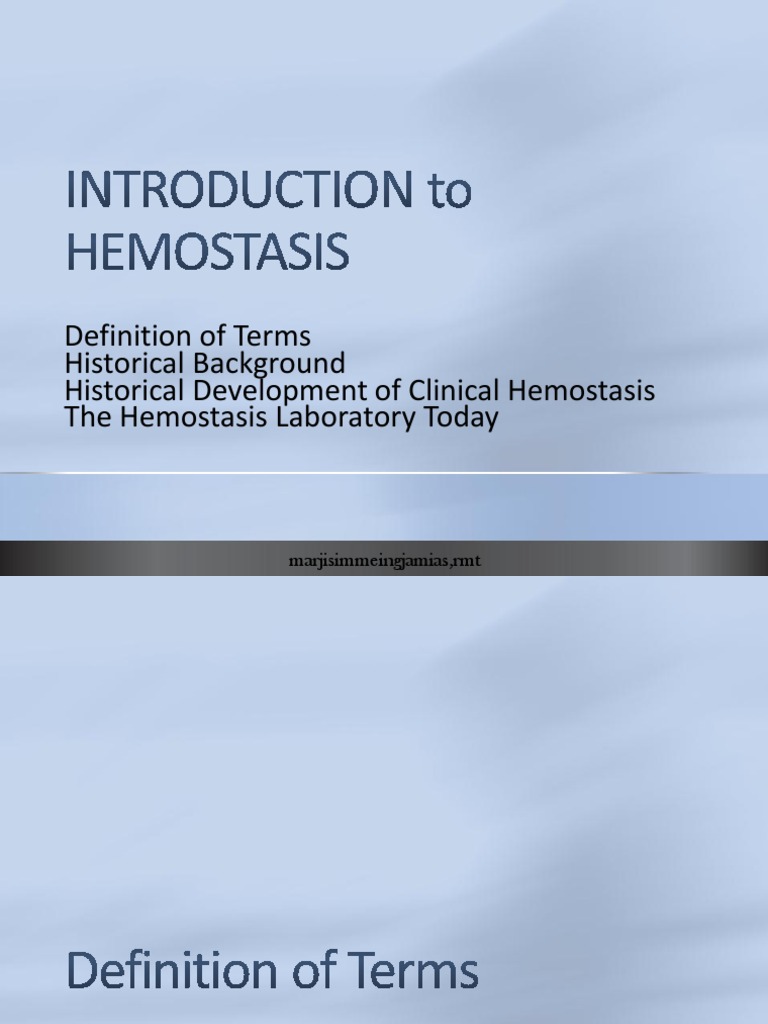 Overview of Clinical Hemostasis Terms | PDF | Bleeding | Coagulation