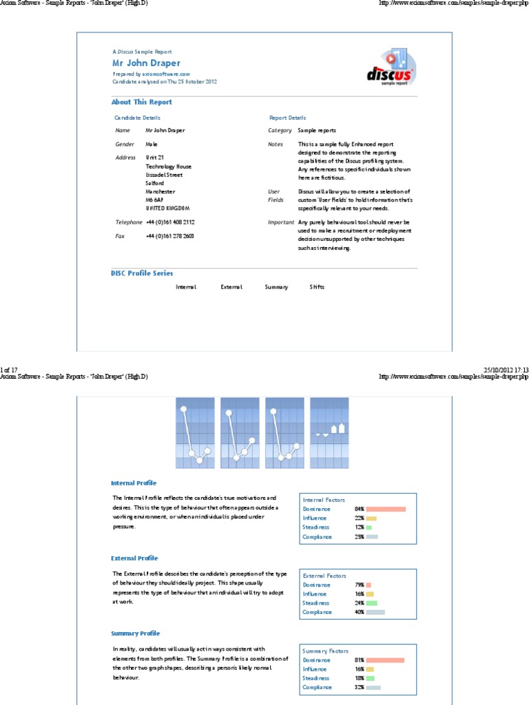 Axiom Software - Sample Reports - 'John Draper' (High D) | PDF ...