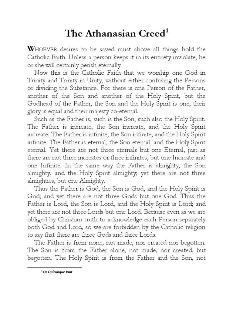 The Athanasian Creed | PDF | God The Father | Trinity