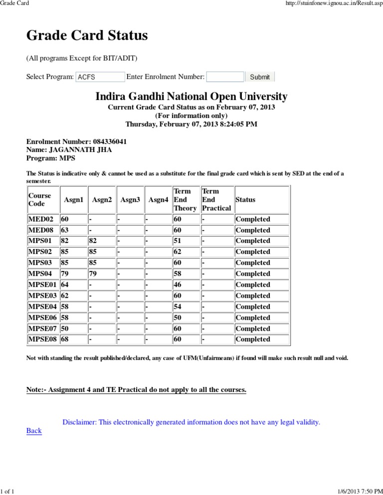 Grade Card | PDF | Career & Growth | Business