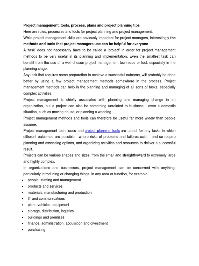 Project Management, Tools, Process, Plans and Project Planning Tips ...