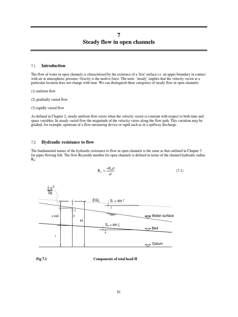 Steady Flow in Open Channels | PDF | Fluid Dynamics | Reynolds Number