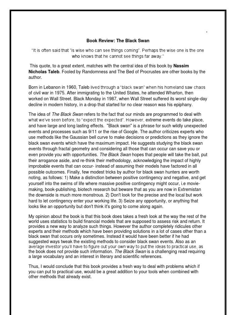 Black Swan Book Review | PDF | Science | Epistemology