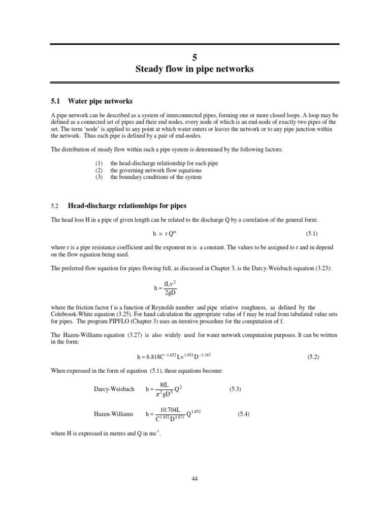Steady Flow in Pipe Networks | PDF | Equations | Teaching Mathematics