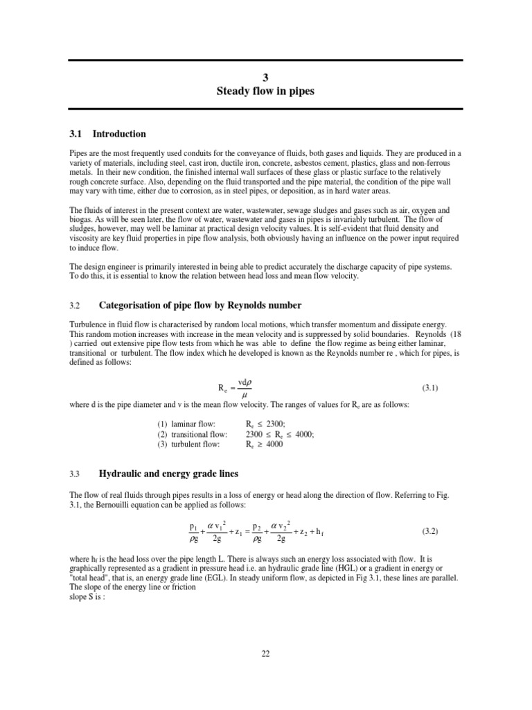 Steady Flow in Pipes | PDF | Fluid Dynamics | Reynolds Number