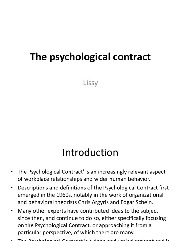 The Psychological Contract | Schema (Psychology) | Employment