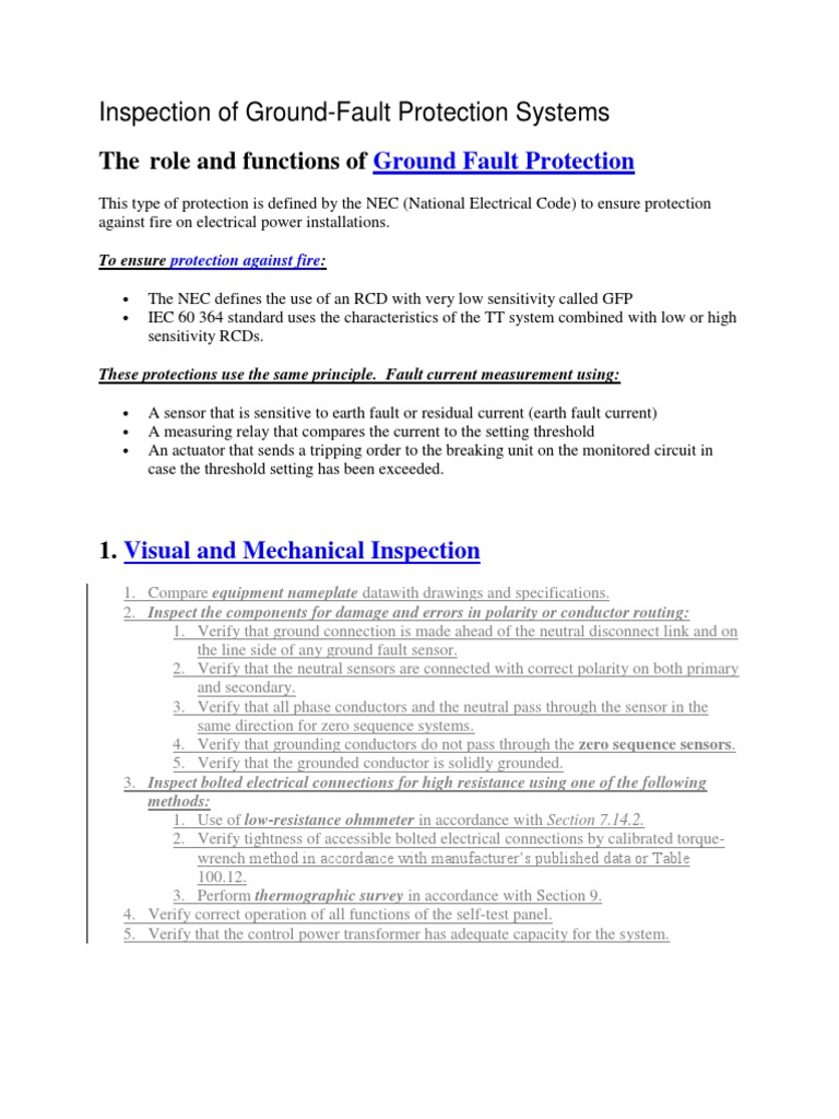 Inspection of Ground-Fault Protection Systems | PDF | Relay | Electric ...
