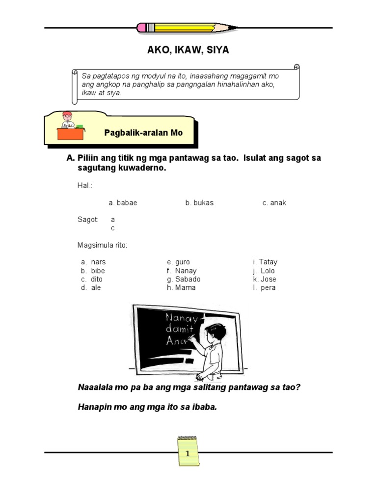 Grade 4 Filipino Ako Ikaw Siya