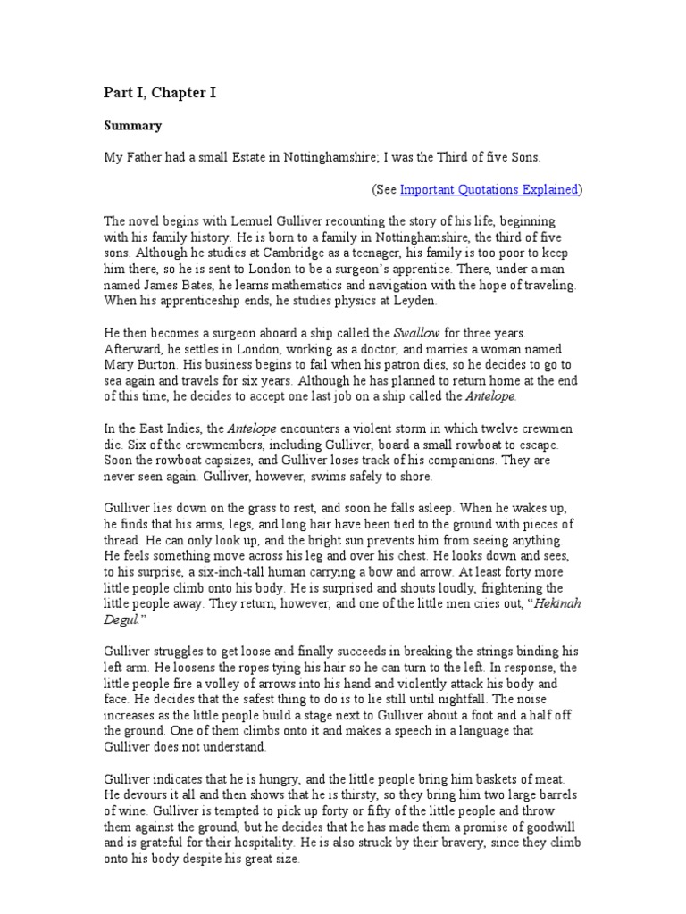Part I Chapter 1 | PDF | Gulliver's Travels | Satire