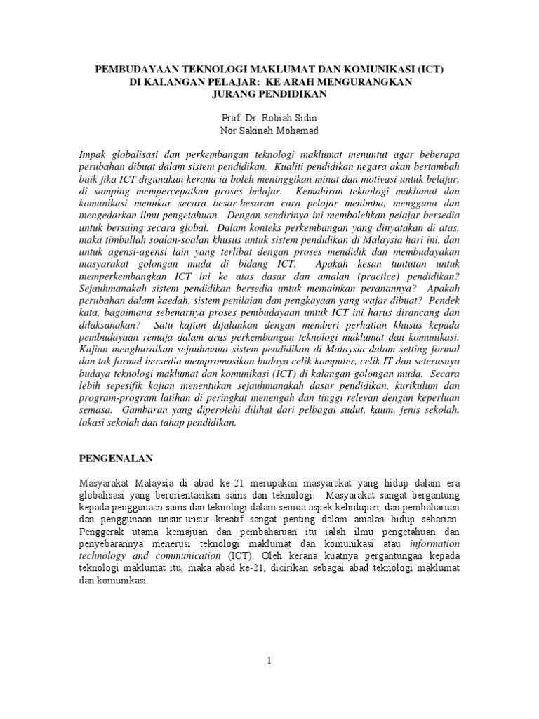 Teknologi Maklumat Dan Komunikasi (Ict) | PDF