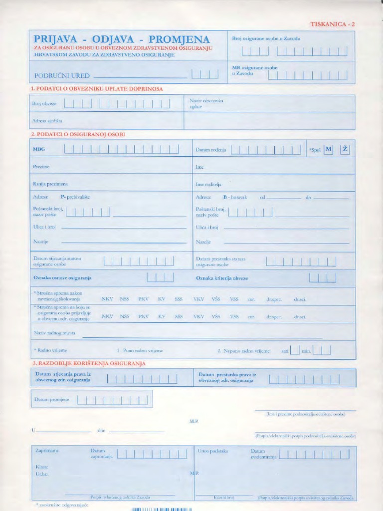 Hzzo Tiskanica 2 (Prijava Odjava Radnika) | PDF