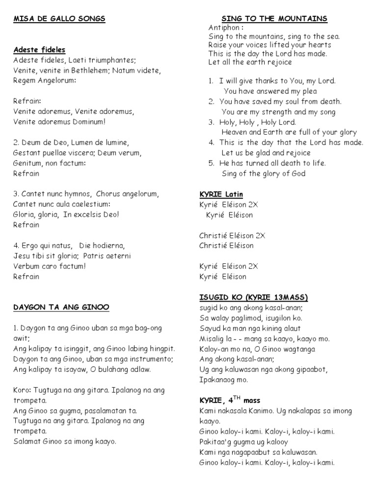 Misa de Gallo Songs | PDF