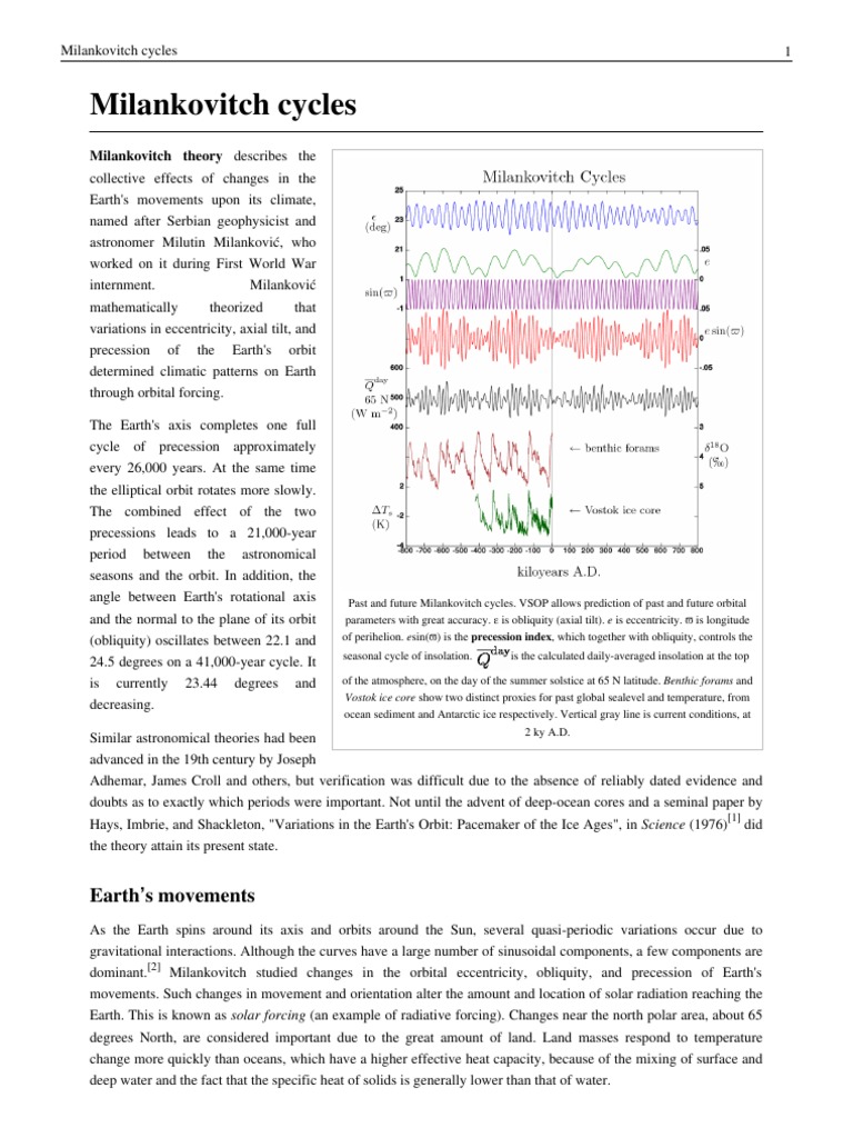 Milankovitch Cycles - Earth Climate | PDF | Apsis | Celestial Mechanics
