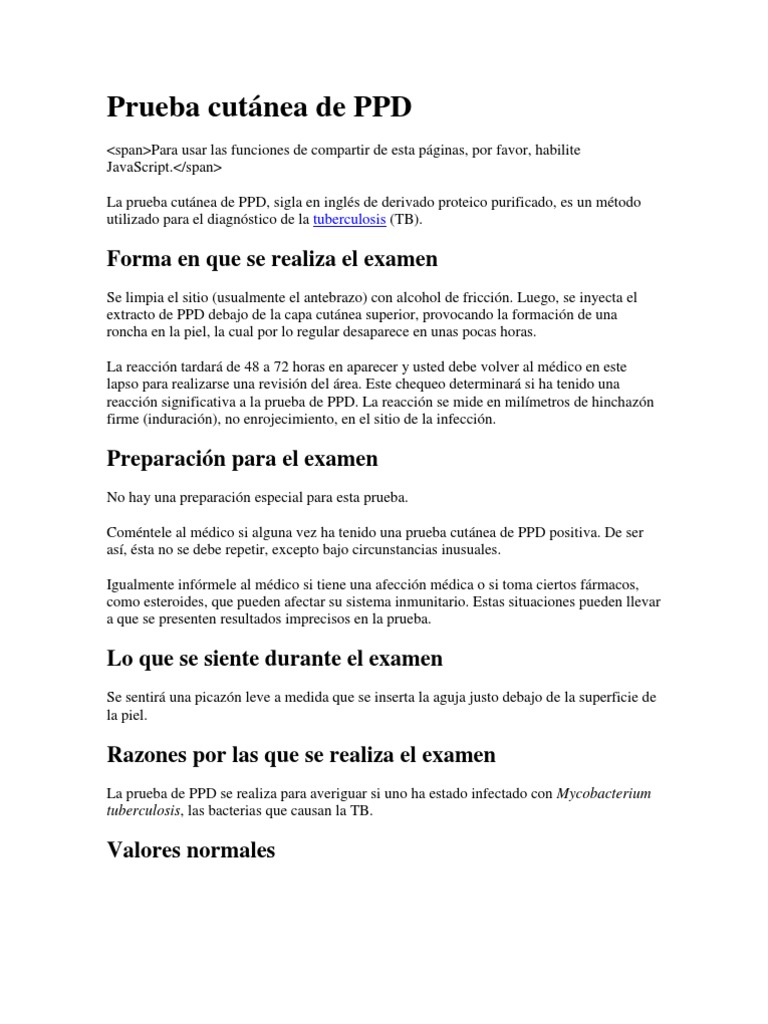 Prueba Cutánea de PPD | Descargar gratis PDF | Enfermería | Paradigma