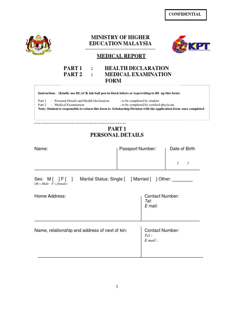 MOH Medical Report Form | PDF | Physical Examination | Clinical Medicine