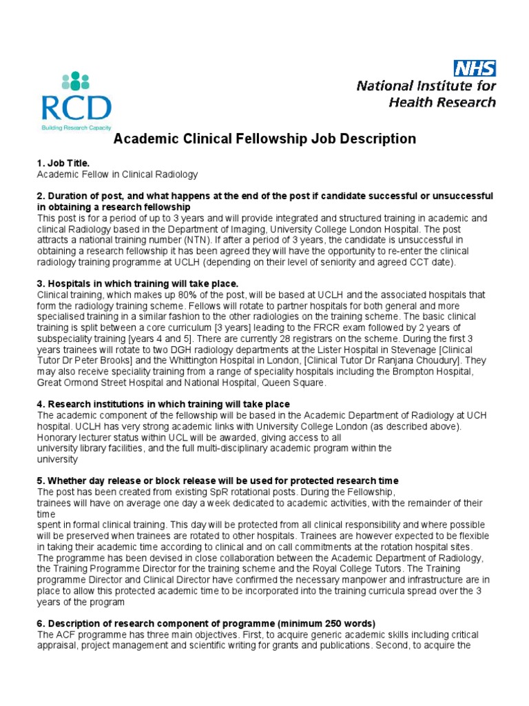 Clinical Radiology ST1 & ST3 - Job Description - UCL | PDF | Radiology ...