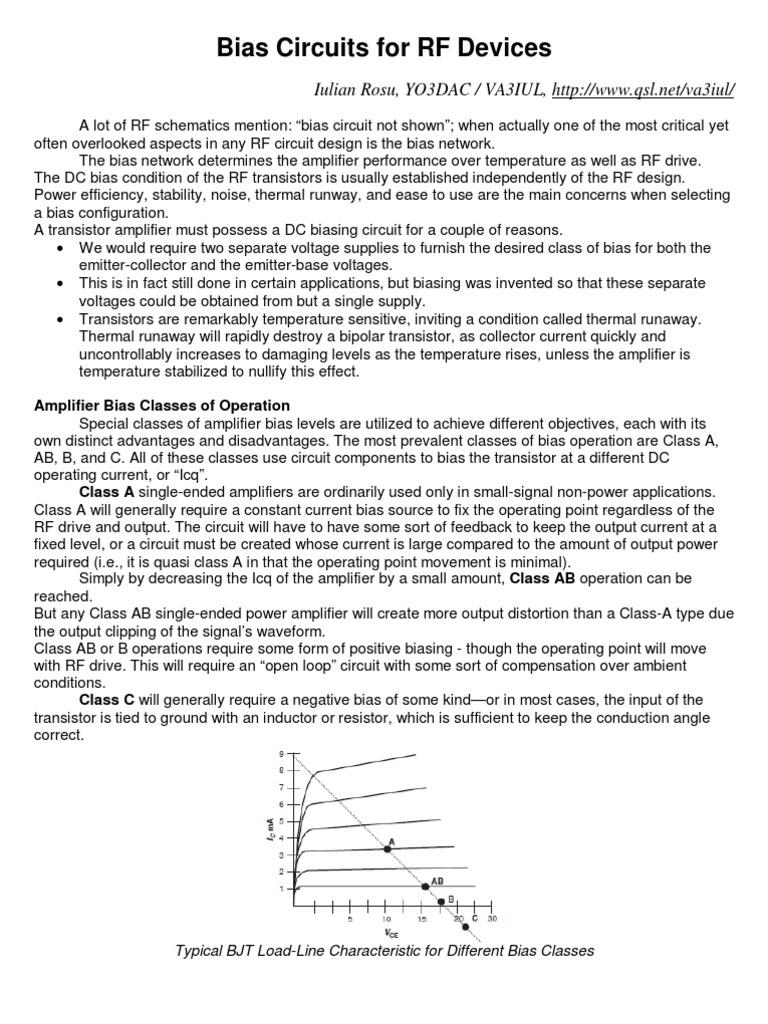 Bias Circuits For RF Devices | PDF | Amplifier | Field Effect Transistor