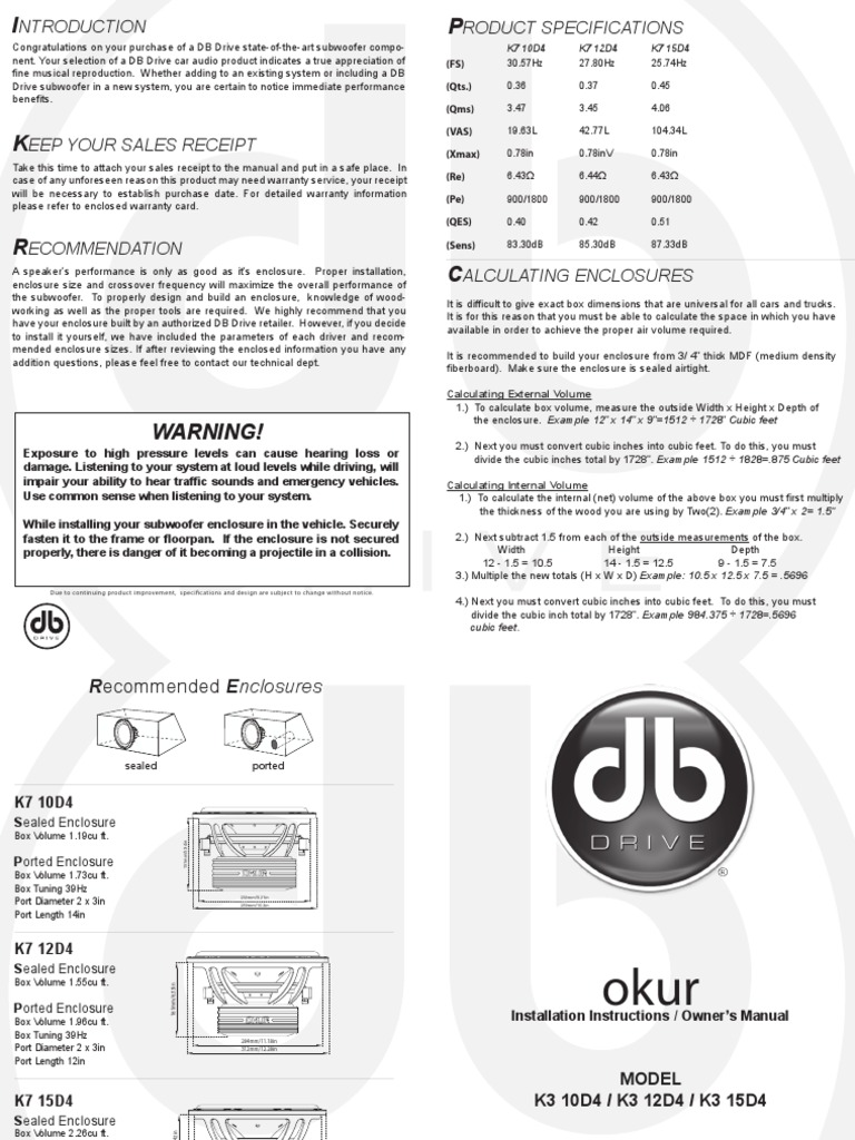 K7 Manual Pdf Loudspeaker Audio Engineering