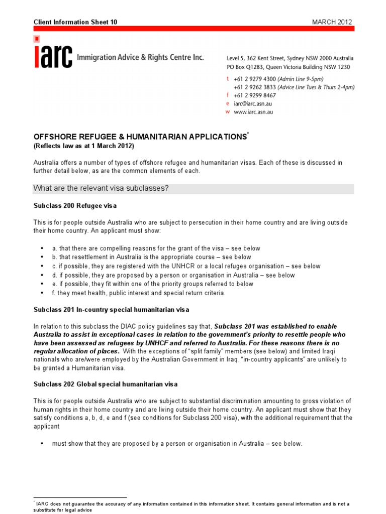 Offshore Refugee & Humanitarian Visa Options: A Guide to Subclass 200 ...