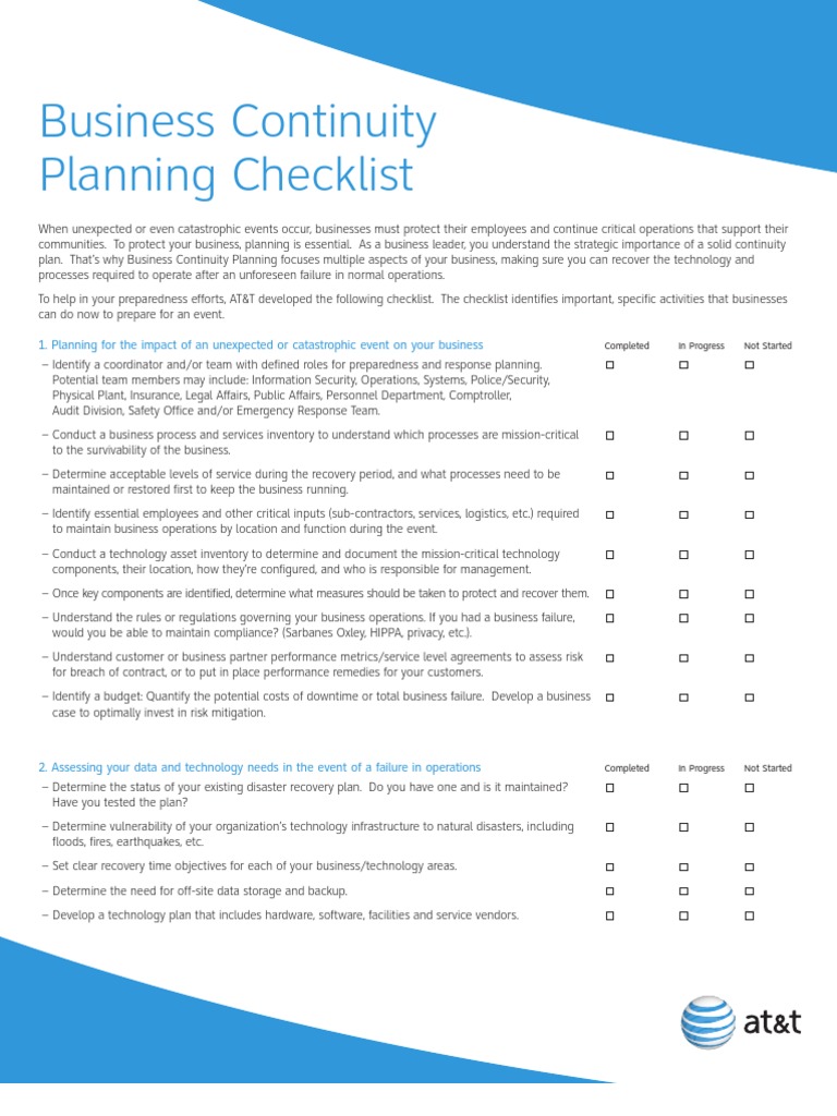 Business Continuity Planning Checklist | PDF | Business Continuity ...