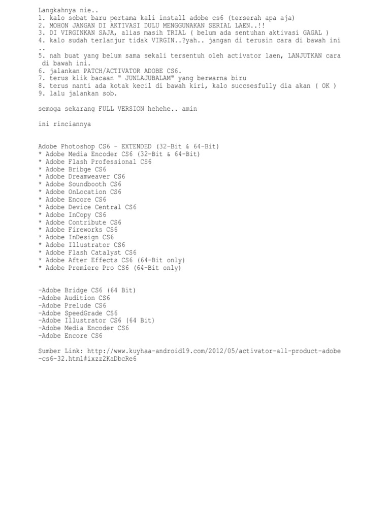 Activator Adobe Cs6 | PDF | Komputer