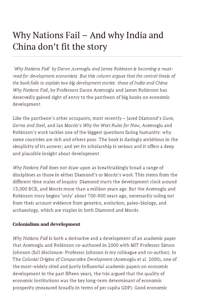 Why Nations Fail - and Why India and China Don't Fit The Story ...