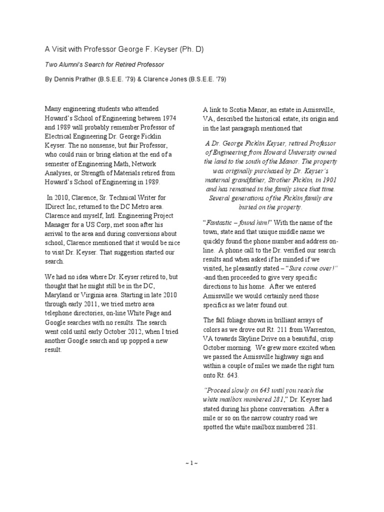 A Visit With Professor George F Keyser - 111012 | PDF