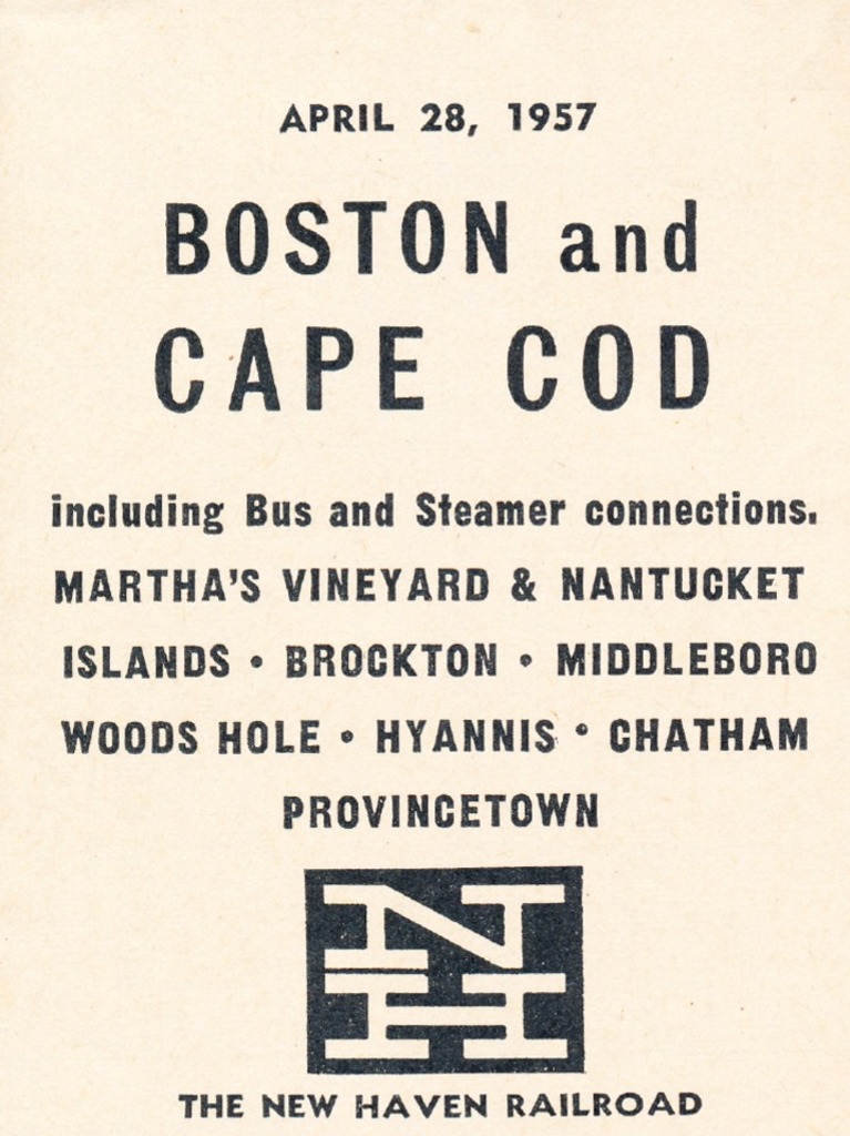 1957-04-28: Boston - Cape Cod Timetable - New Haven RR | PDF