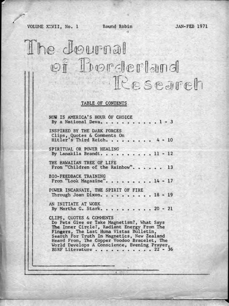 The Journal of Borderland Research 1971-01 & 02 | PDF ...