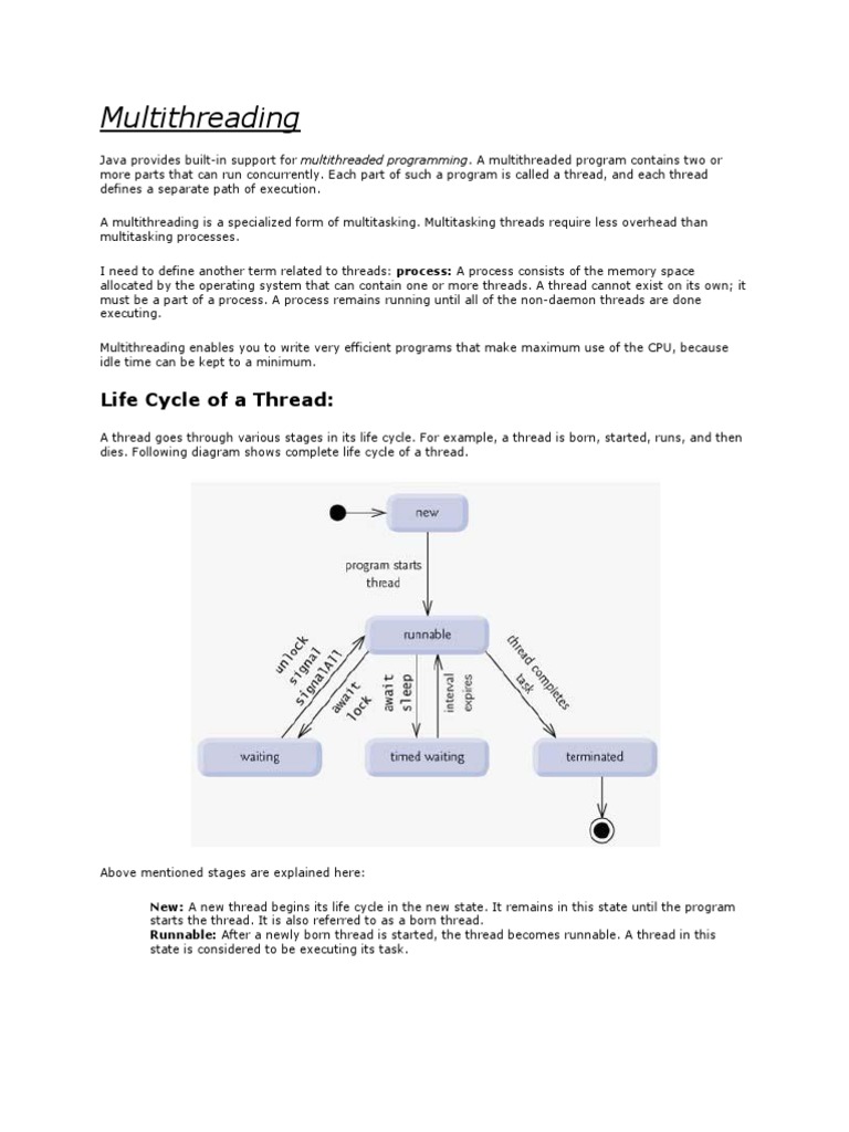 Java Multithreading Pdf Process Computing Method Computer Programming 