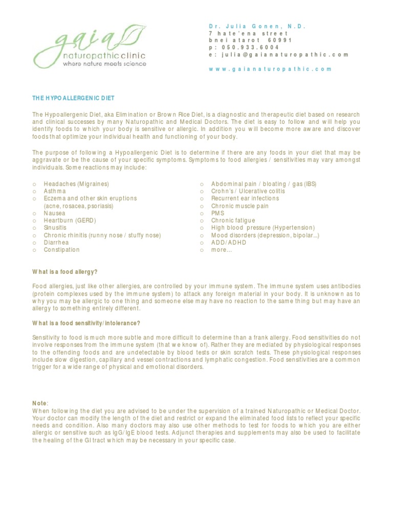 Hypoallergenic Diet | PDF | Cooking, Food & Wine | Lifestyle