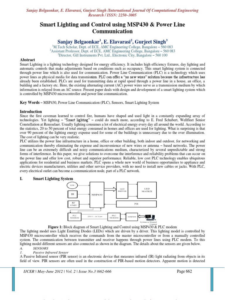 Smart Lighting and Control Using MSP430 & Power Line Communication | PDF | Central Processing ...