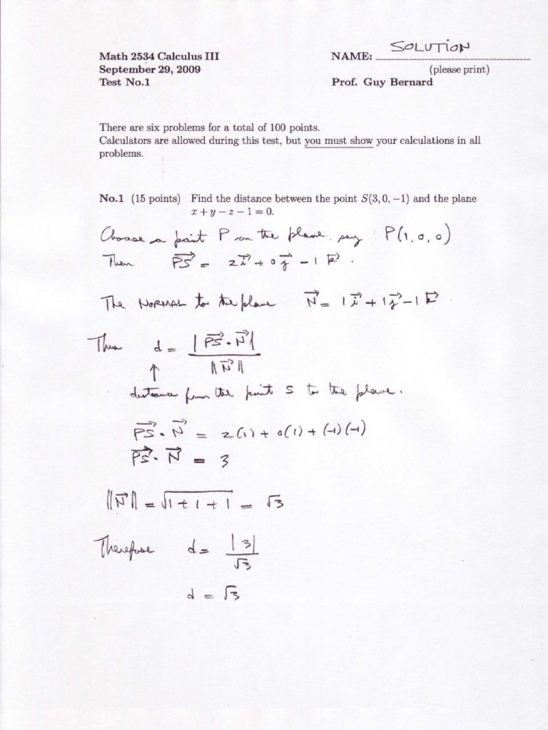 Calculus 3 Practice Test | PDF | Teaching Mathematics