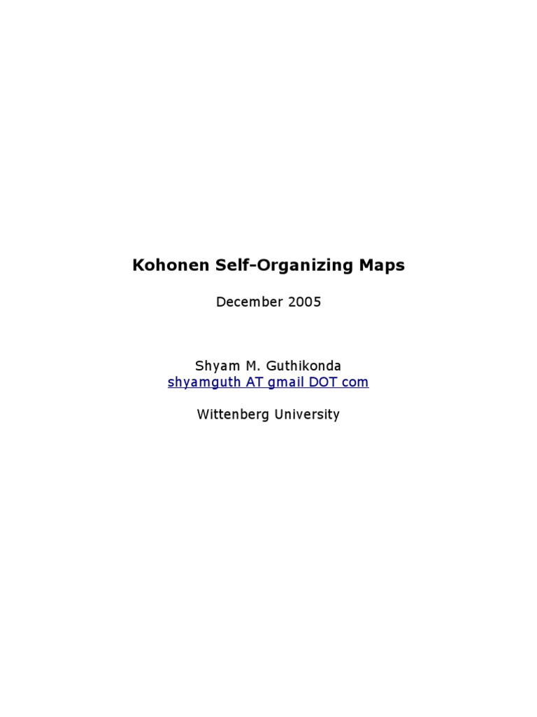 Kohonen Self Organizing Maps Shyam Guthikonda 2 | PDF | Statistical ...