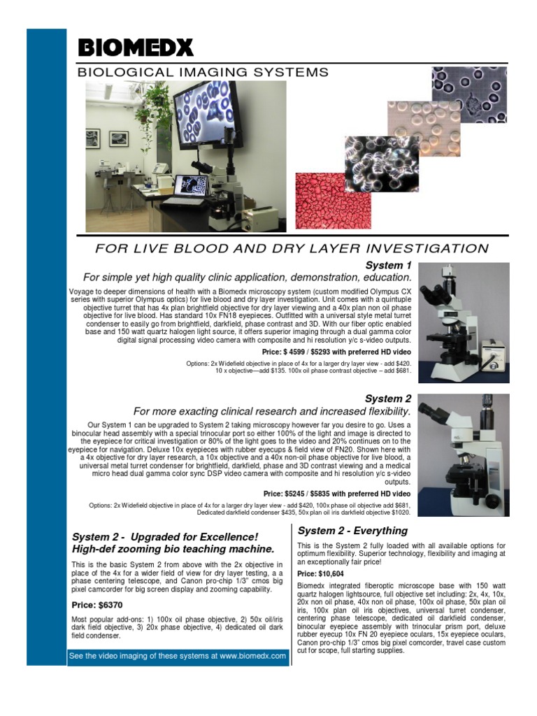 Biomedx Microscope Brochure | PDF | Microscopy | Microscope
