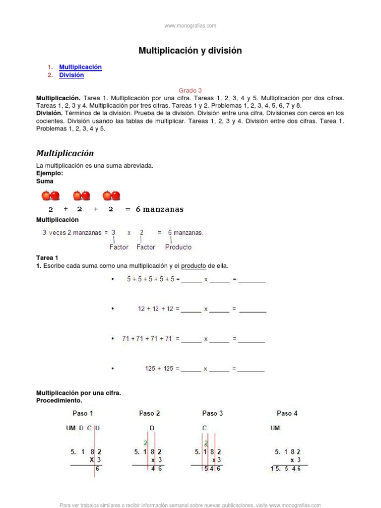 Multiplicacion y Division Grado 3 | PDF | División (Matemáticas ...