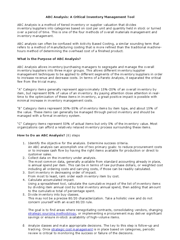 ABC Analysis | PDF | Inventory | Procurement