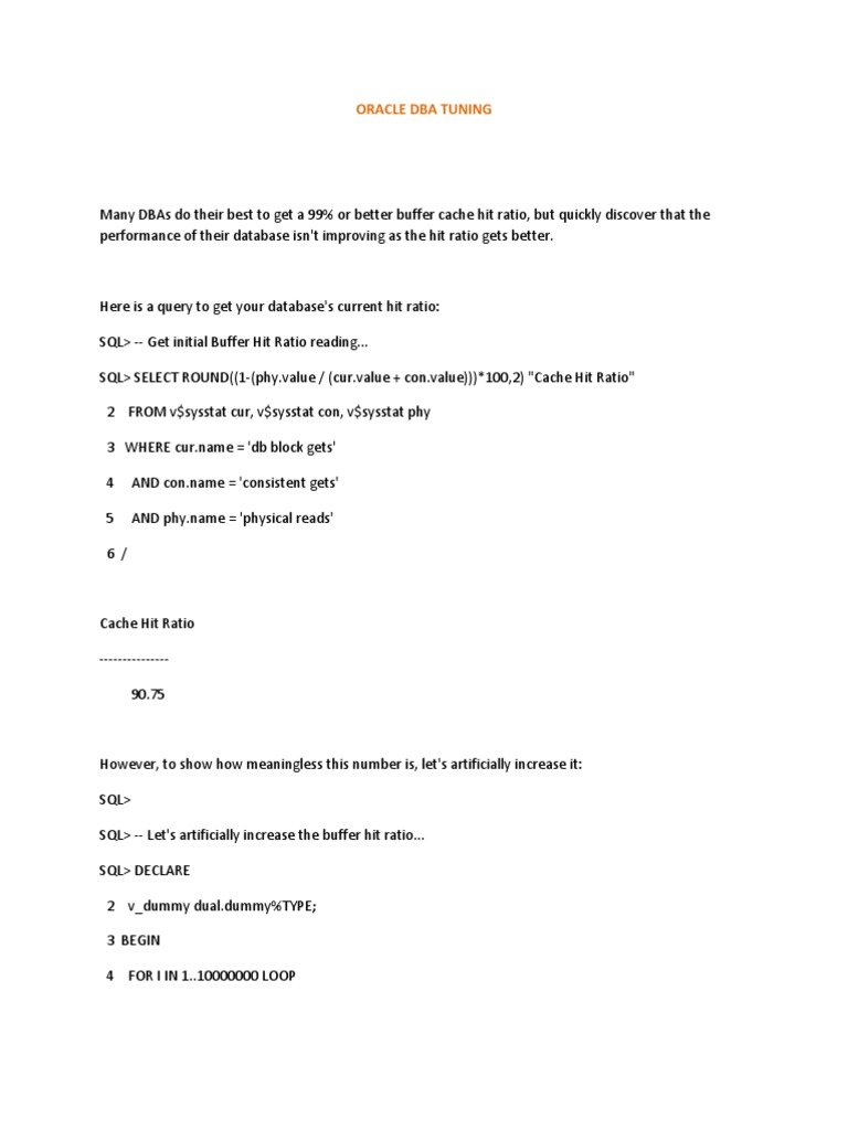 Oracle DBA Tuning | PDF | Table (Database) | Database Index