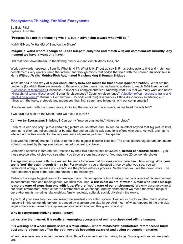 Ecosystems Thinking For Mind Ecosystems | PDF | Ecosystem | Mind