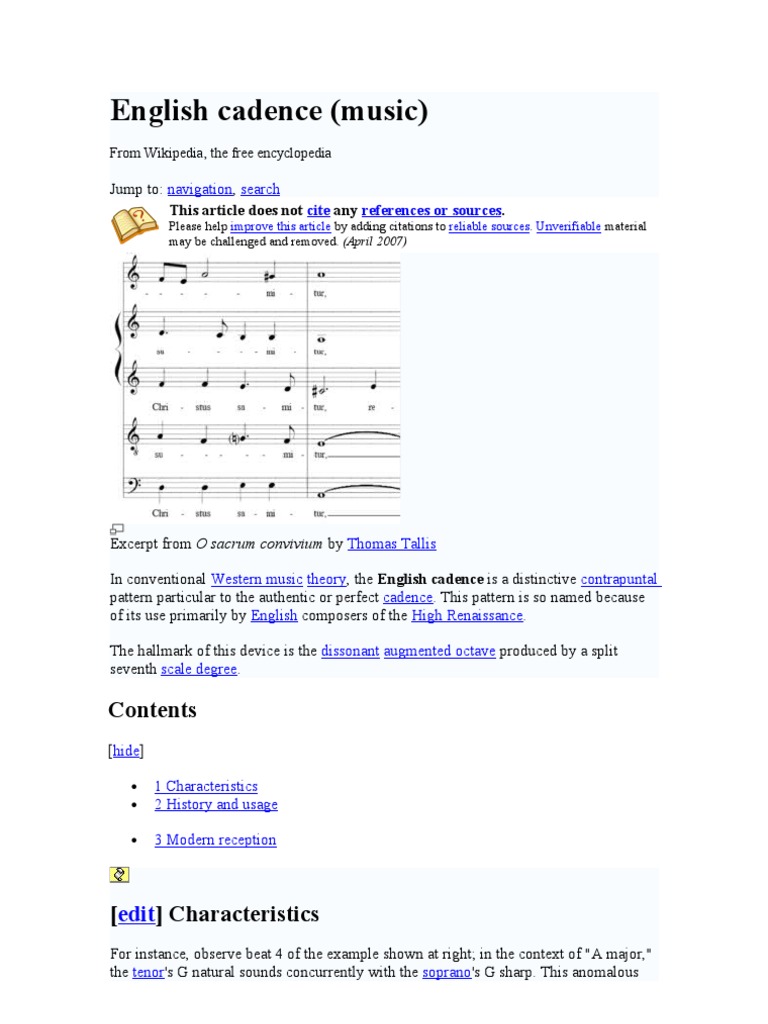 English Cadence | PDF | Pitch (Music) | Music Theory