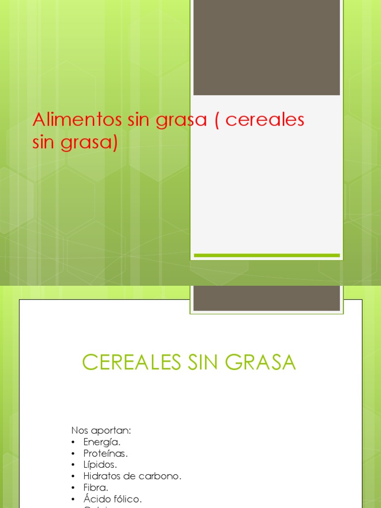 Alimentos Sin Grasa (Cereales Sin Grasa) | PDF