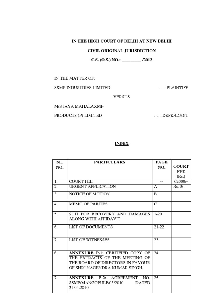 civil recovery suit | Affidavit | Lawsuit